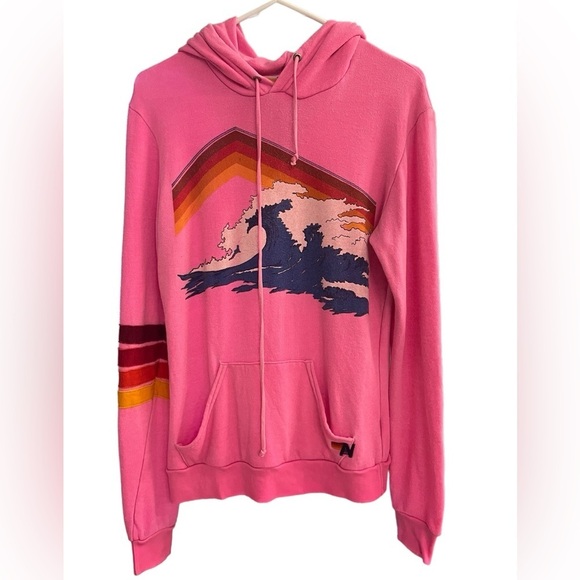 Aviator Nation | Sweaters | Aviator Nation Mountain Wave Pink Relaxed ...